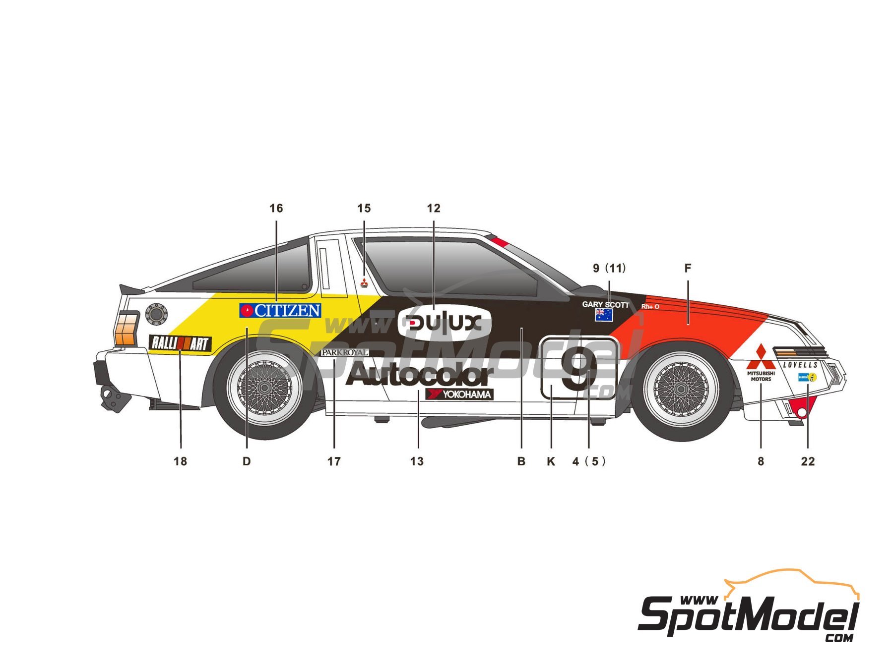 SK Decals SK-24099: Marking / livery 1/24 scale - Mitsubishi Starion ...