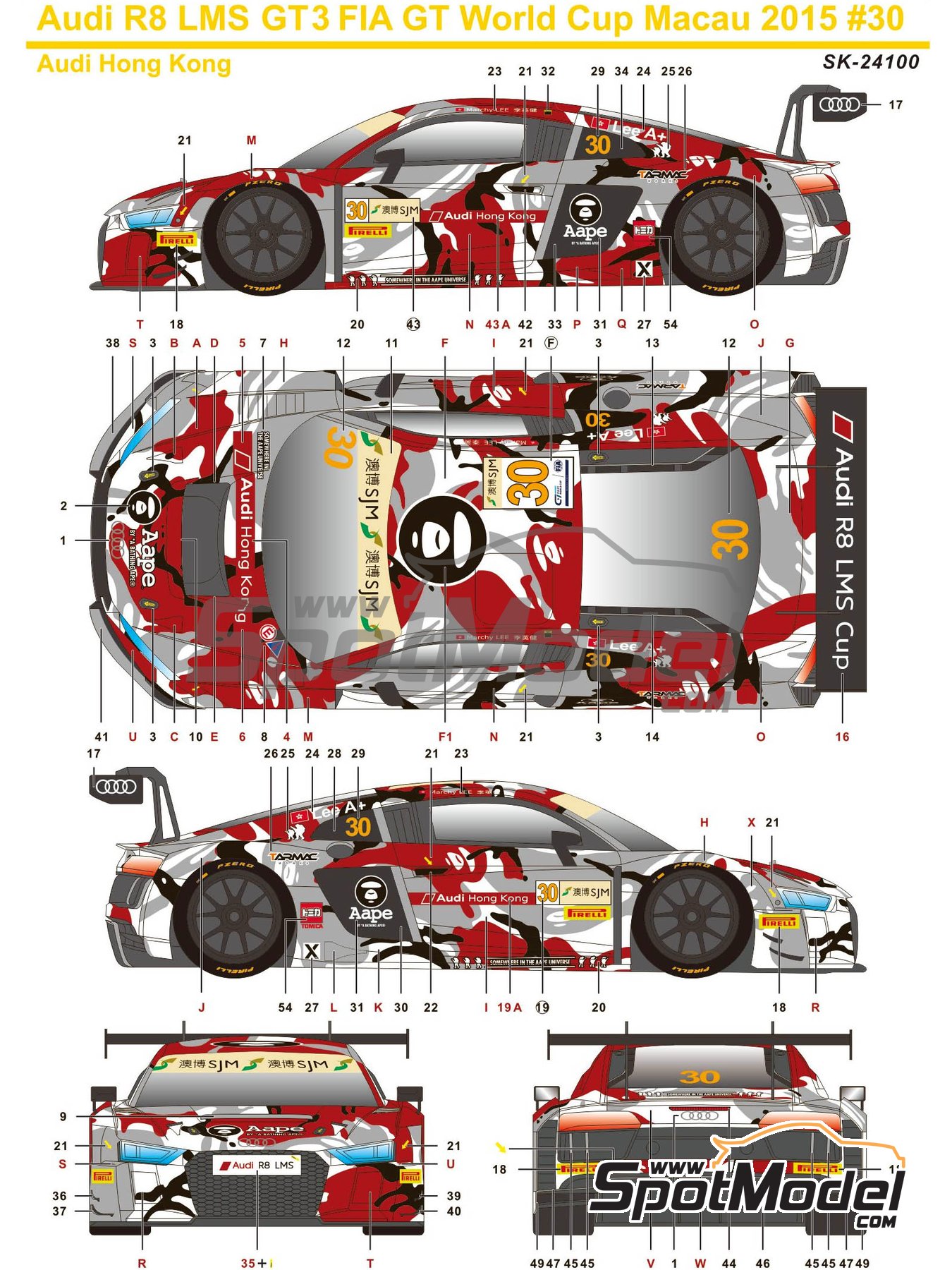 SK Decals SK-24100: Marking / livery 1/24 scale - Audi R8 LMS GT3 ...