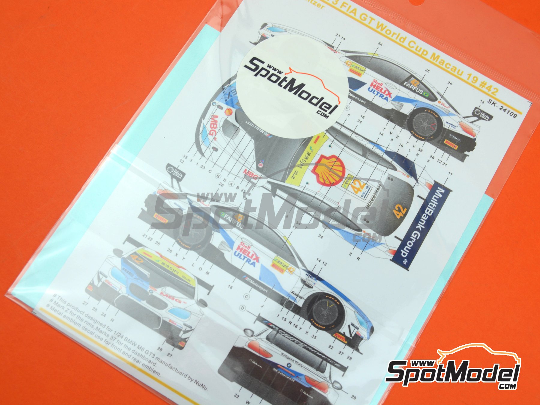 SK Decals SK24109: Marking / livery 1/24 scale - BMW M6 GT3 Schnitzer ...