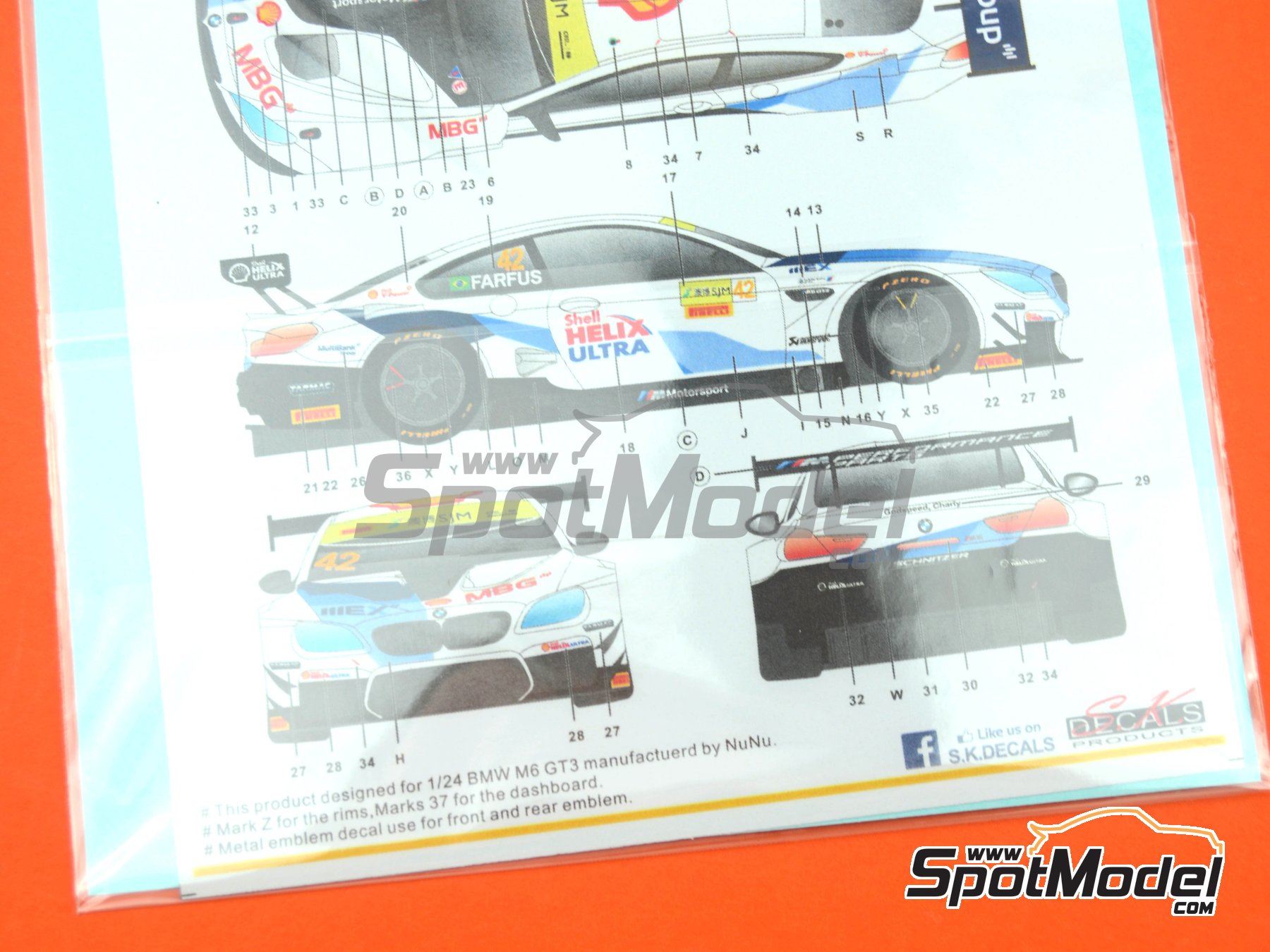SK Decals SK24109: Marking / livery 1/24 scale - BMW M6 GT3 Schnitzer ...