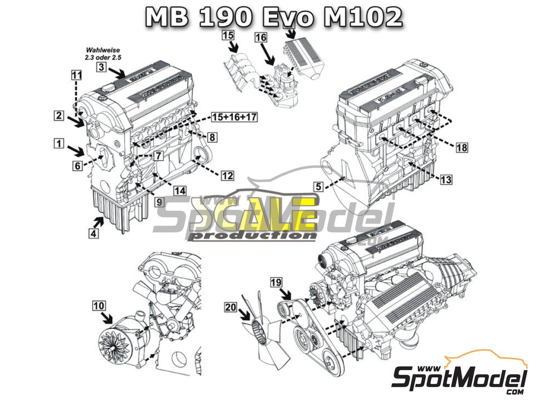 Scale Production SPTK24064-2: Engine 1/24 scale - Mercedes Benz 190 ...