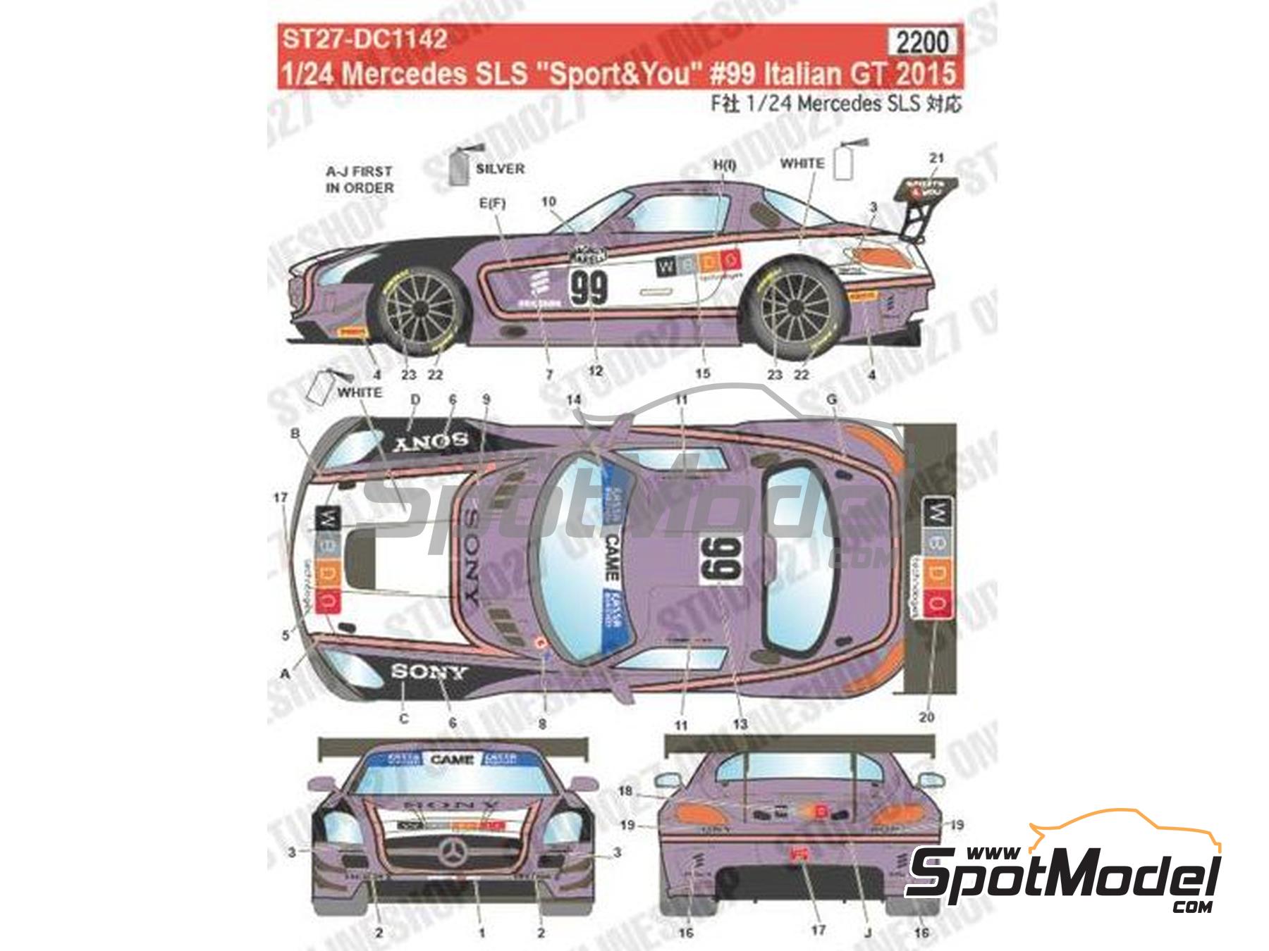 Studio27 DC1142: Marking / livery 1/24 scale - Mercedes SLS GT3 Sport ...