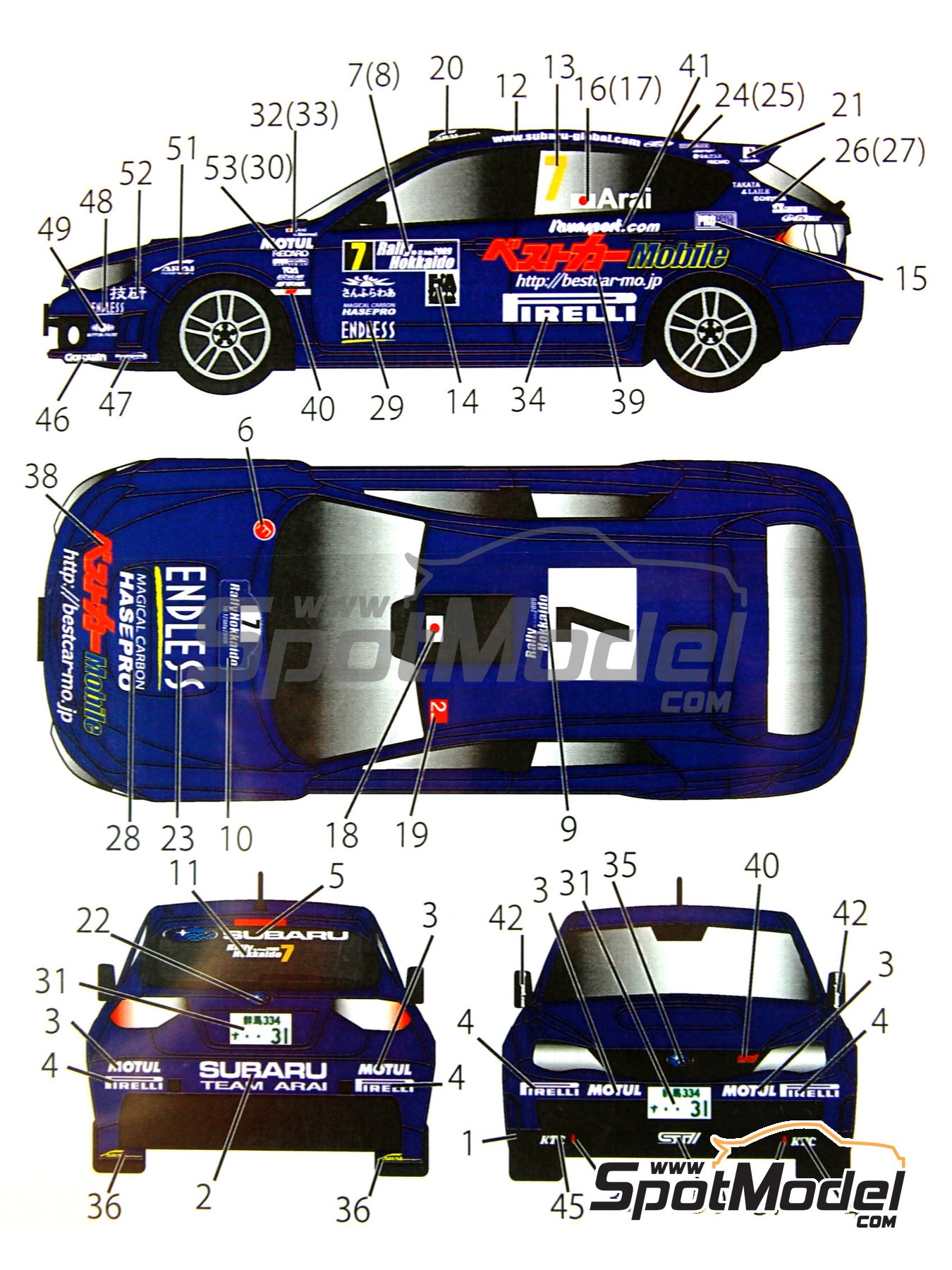 Studio27 DC880: Marking / livery 1/24 scale - Subaru Impreza GRB Arai ...