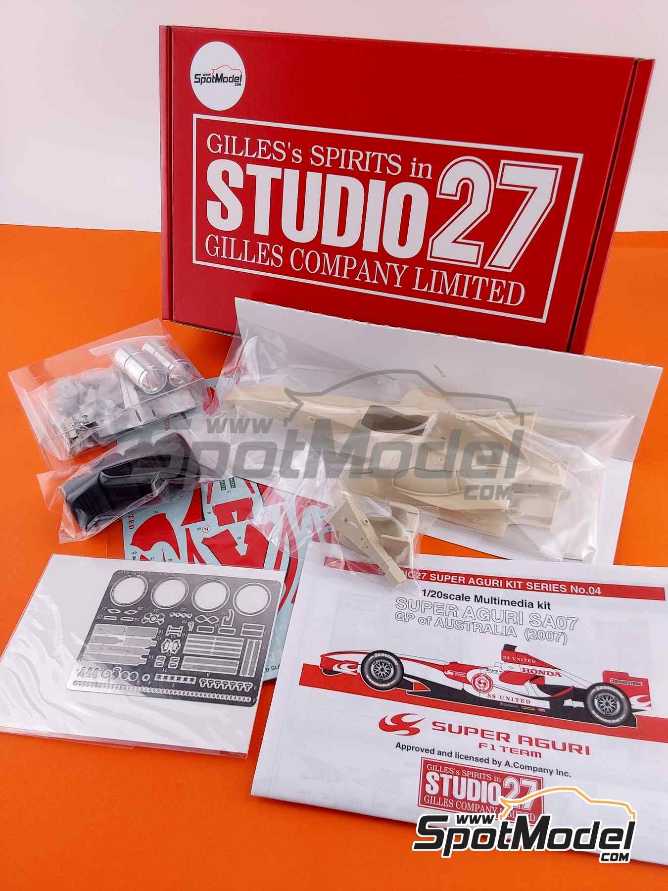 Studio27 SA2004C: Car scale model kit 1/20 scale - Super Aguri Honda SA07 sponsored by SS United ...