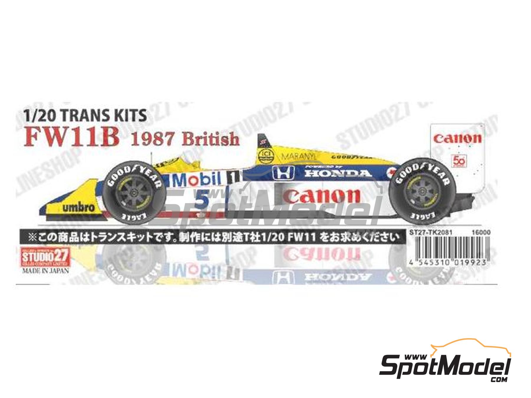 Studio27 TK2081: Transkit 1/20 scale - Williams Honda FW11B Williams Grand Prix Engineering Team ...