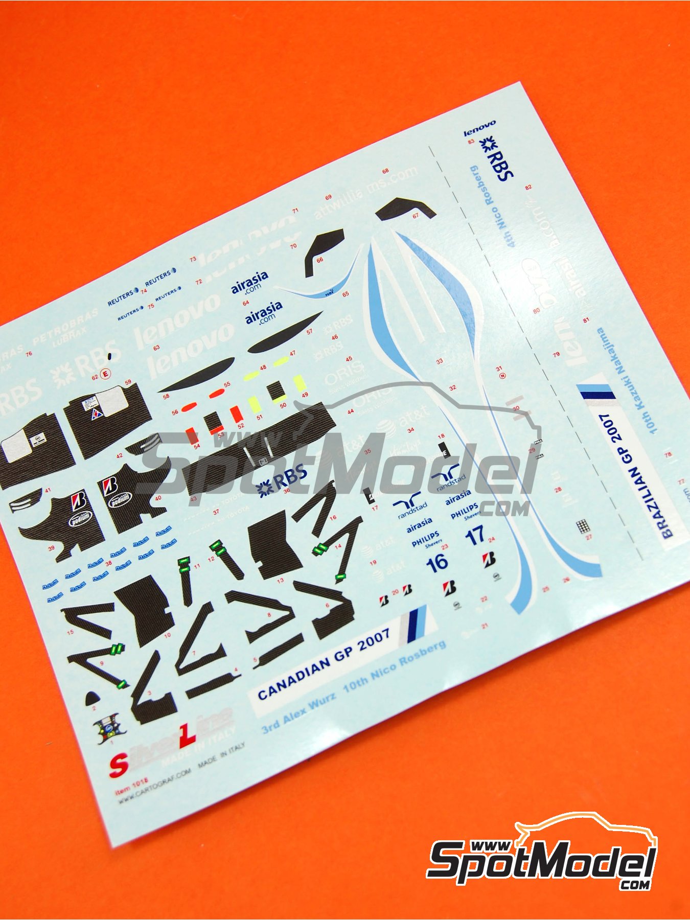 Tameo Kits DK-SLK051: Marking / livery 1/43 scale - Williams FW29 ...