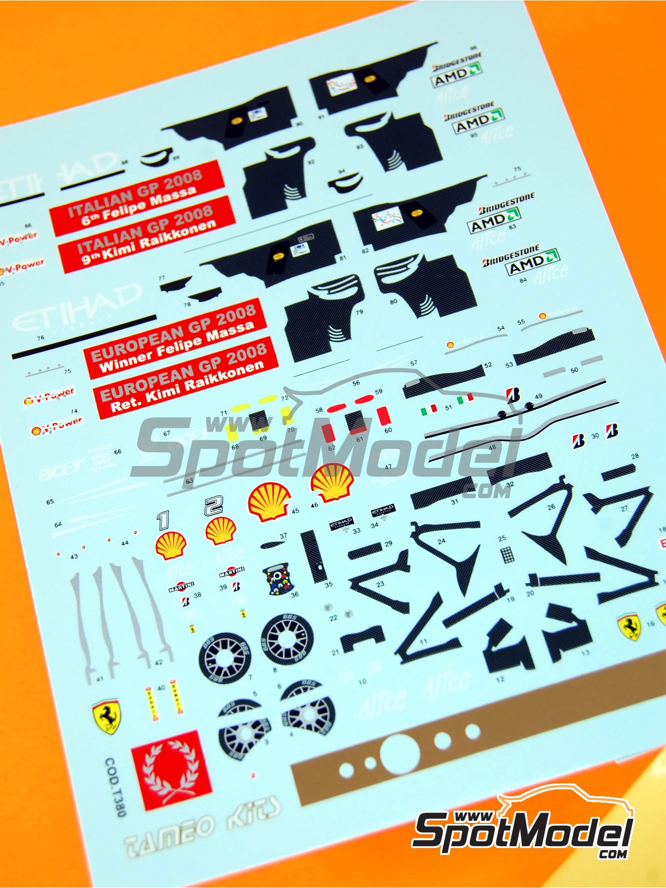 Tameo Kits DK380: Marking / livery 1/43 scale - Ferrari F2008 Scuderia ...