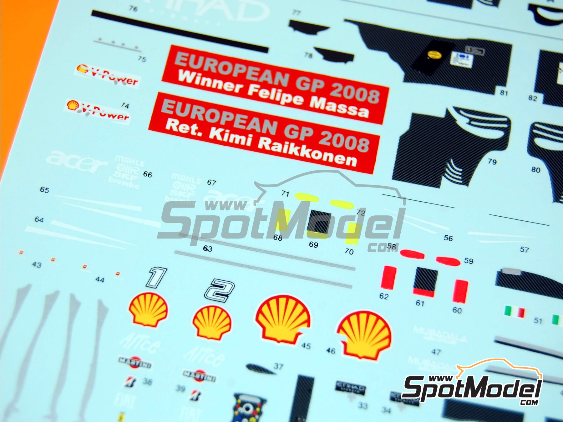 Tameo Kits DK380: Marking / livery 1/43 scale - Ferrari F2008 Scuderia ...