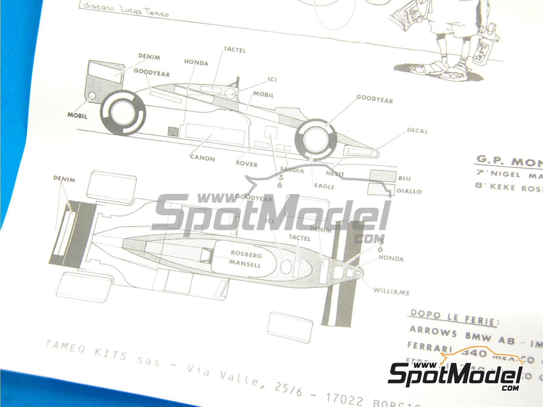 Tameo Kits TMK023: Car scale model kit 1/43 scale - Williams Honda FW10 ...