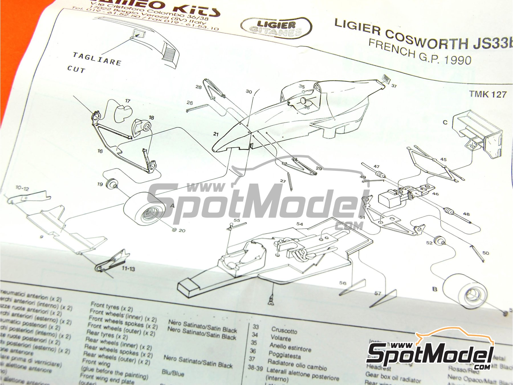 Tameo Kits TMK127: Car scale model kit 1/43 scale - Ligier Cosworth ...
