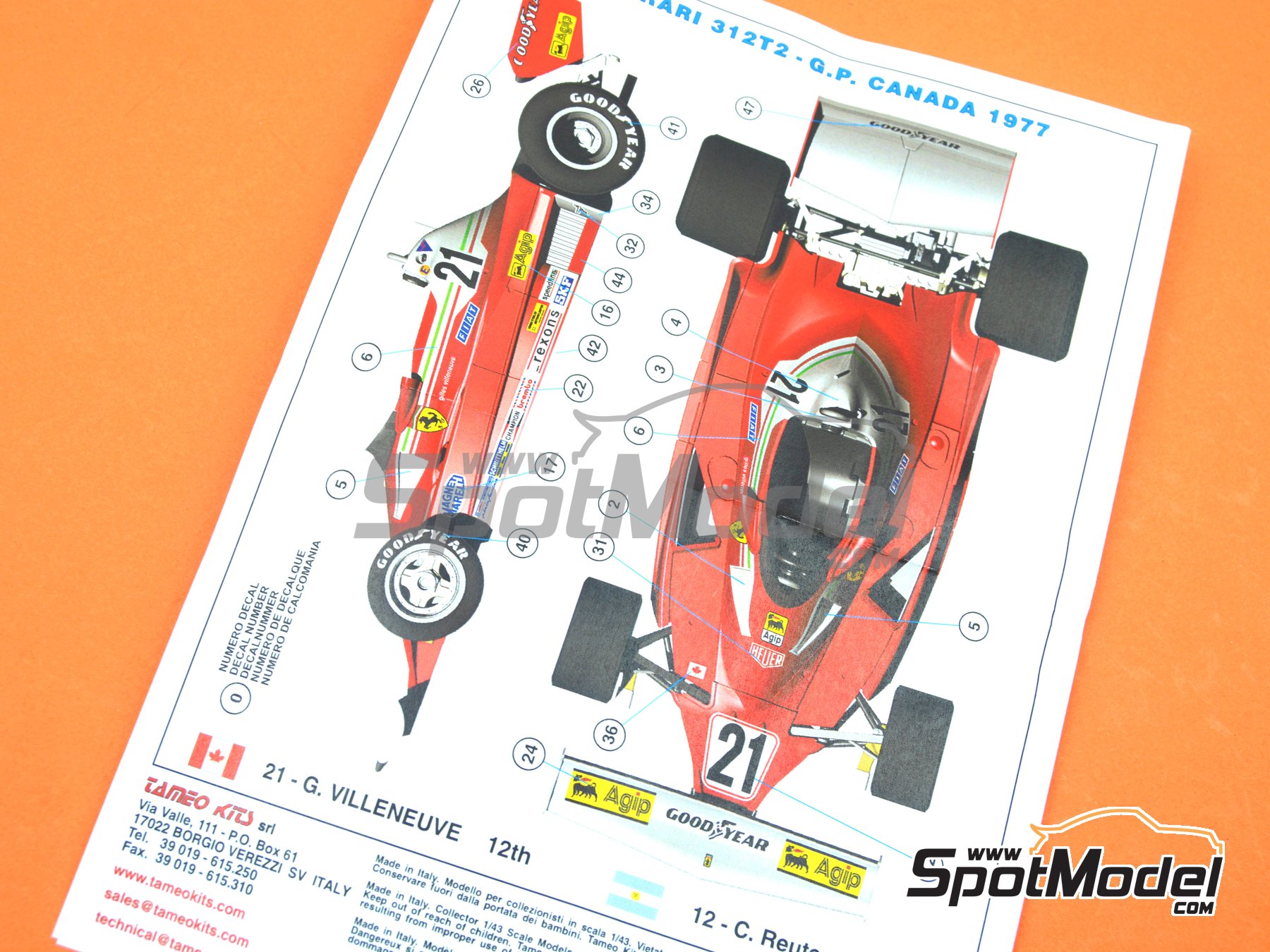 Tameo Kits TMK437: Car scale model kit 1/43 scale - Ferrari 312 T2 ...