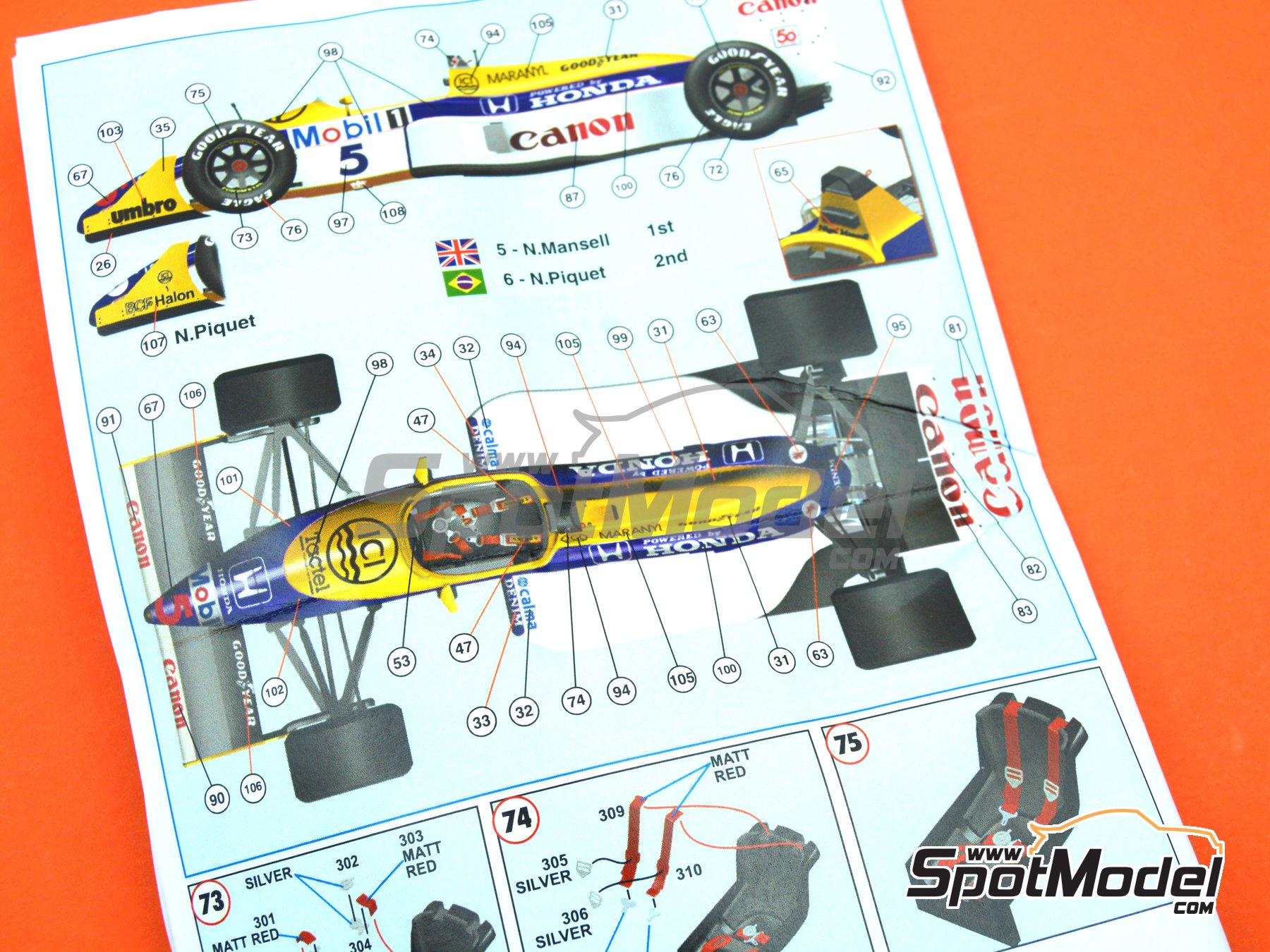 Tameo Kits TMK438: Car scale model kit 1/43 scale - Williams Honda ...