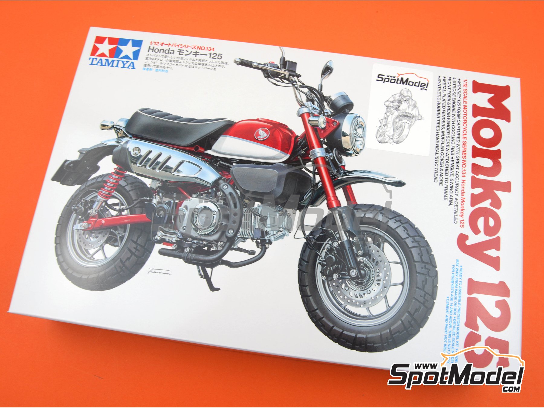 Tamiya 14134: Motorbike scale model kit 1/12 scale - Honda Monkey 125 ...