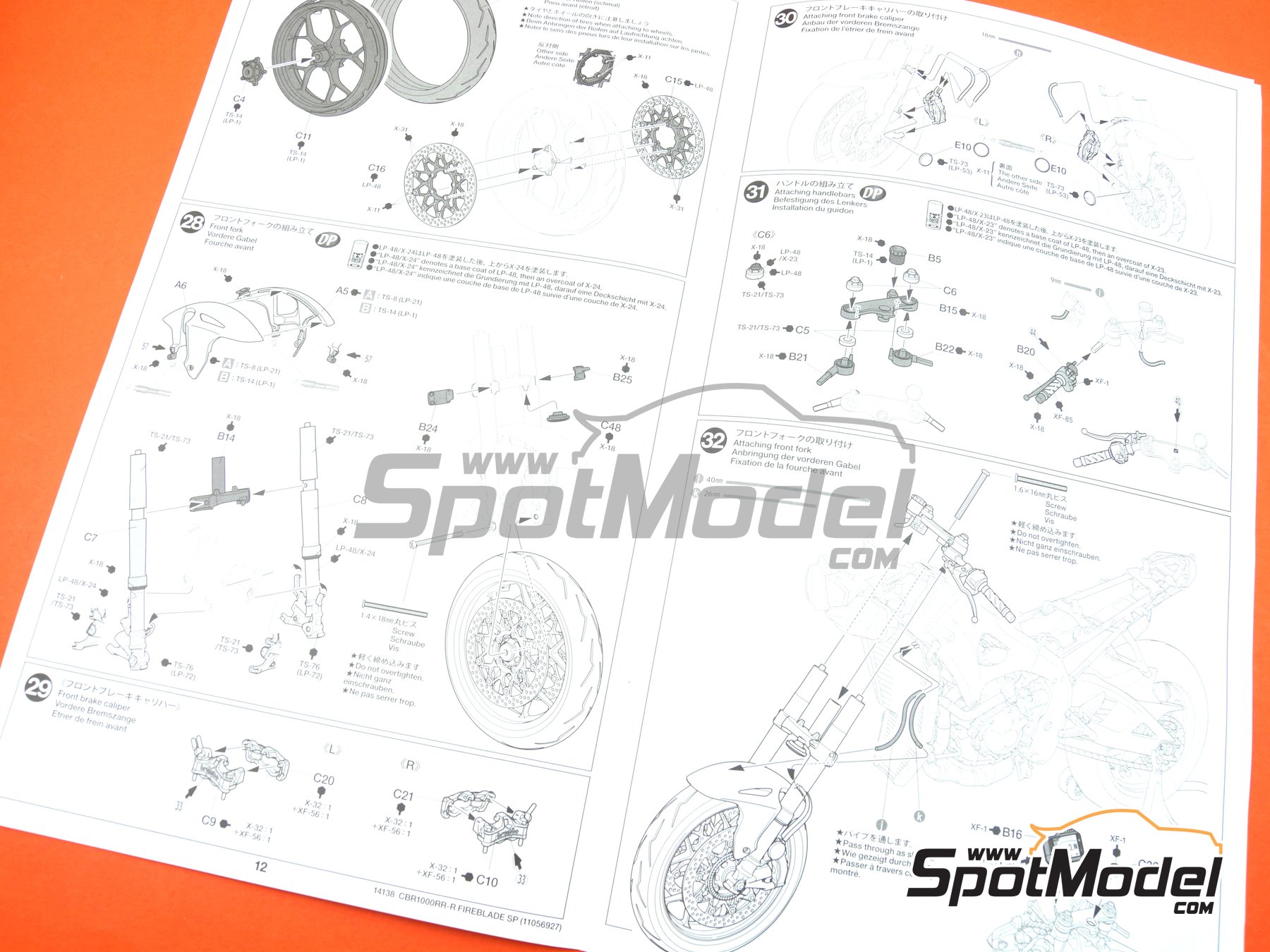 Tamiya 14138: Motorbike scale model kit 1/12 scale - Honda CBR1000RR-R ...