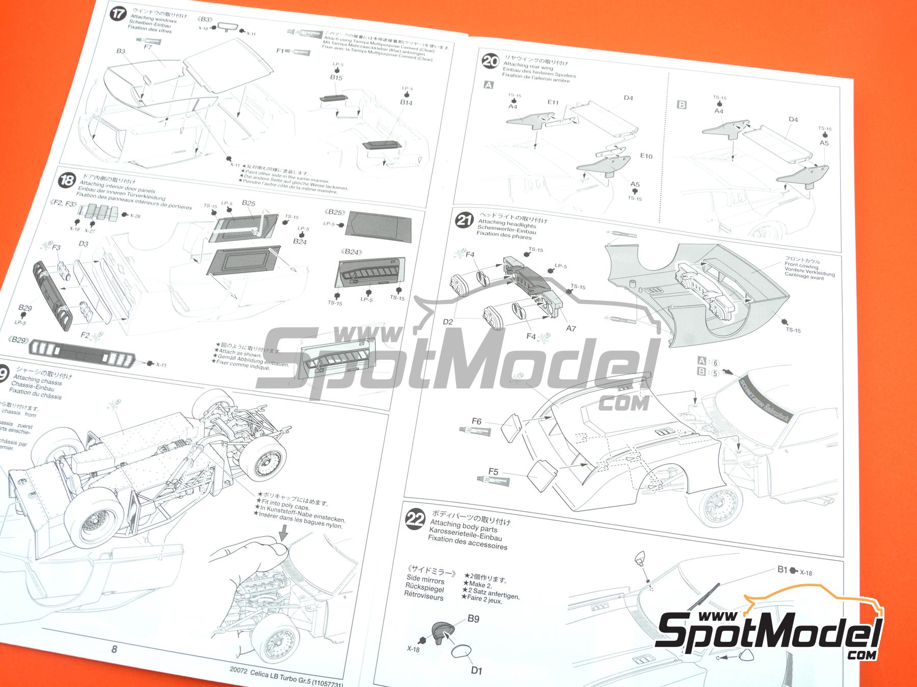 Tamiya 20072: Car scale model kit 1/20 scale - Toyota Celica LB Turbo ...