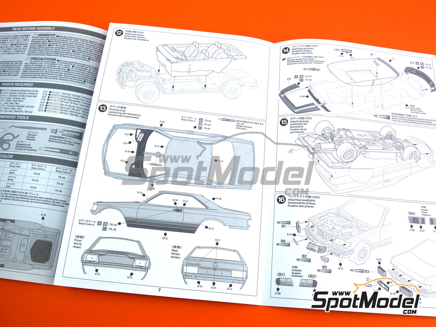 Tamiya 24029: Car scale model kit 1/24 scale - Mercedes-Benz 500 SEC ...