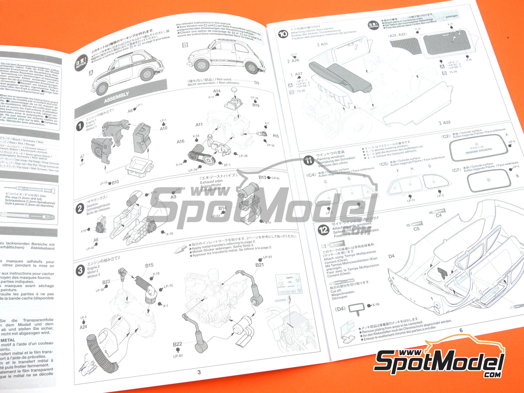Tamiya 24173: Car scale model kit 1/24 scale - Fiat Abarth 695SS (ref ...