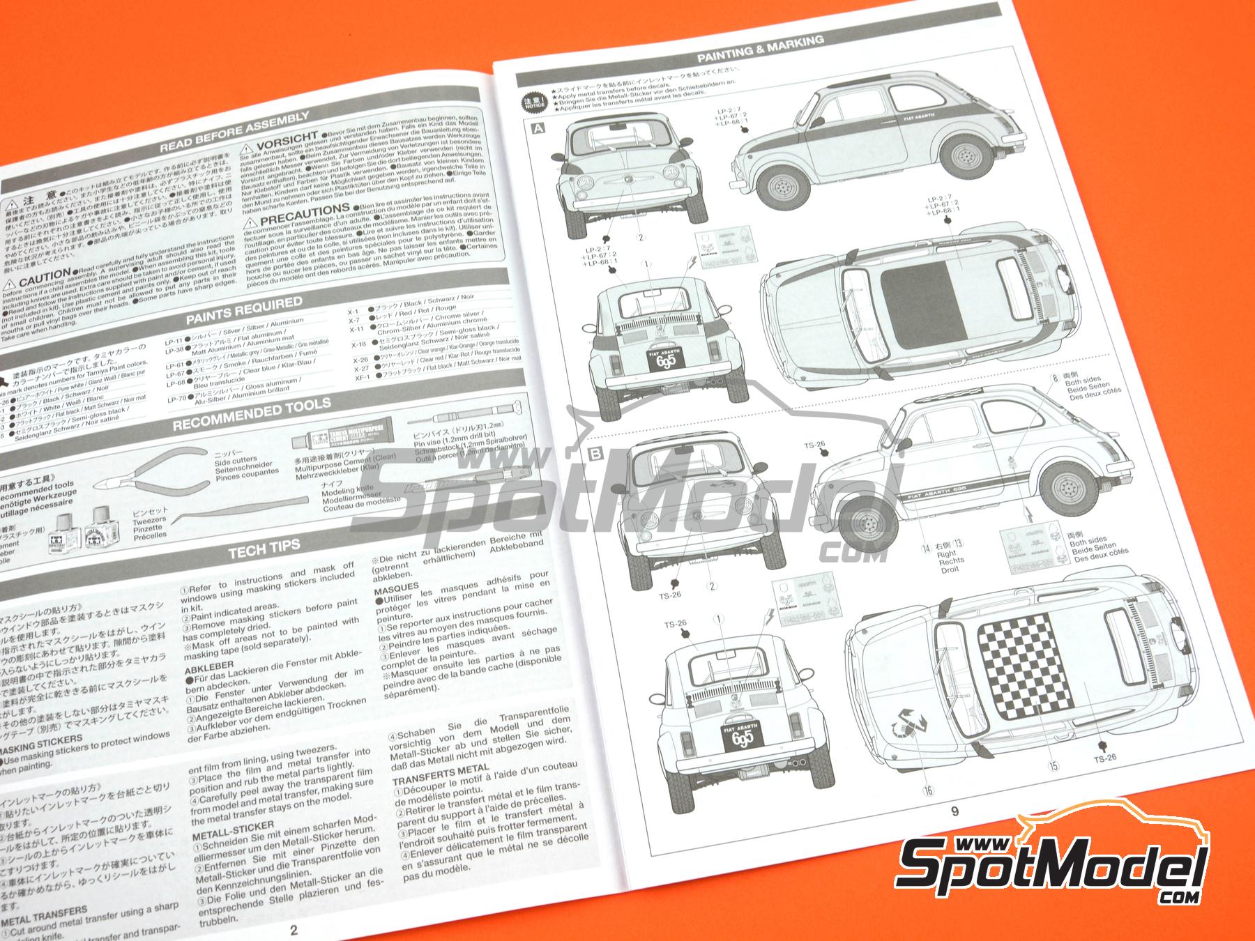 Tamiya 24173: Car scale model kit 1/24 scale - Fiat Abarth 695SS (ref ...