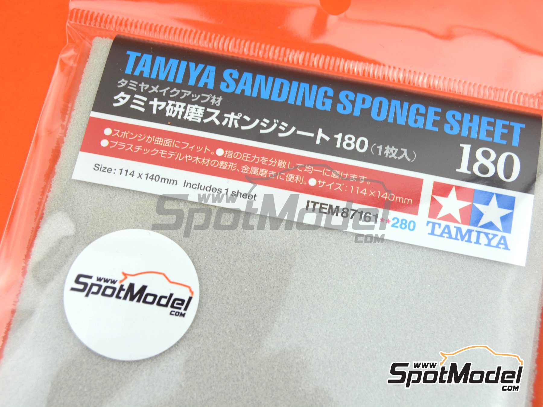 Tamiya 87161: Sandpaper Sanding sponge sheet 180 1 units (ref. TAM87161 ...