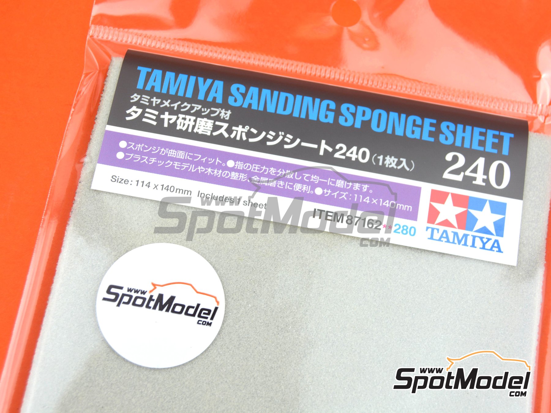 Tamiya 87162: Sandpaper Sanding sponge sheet 240 1 units (ref. TAM87162 ...