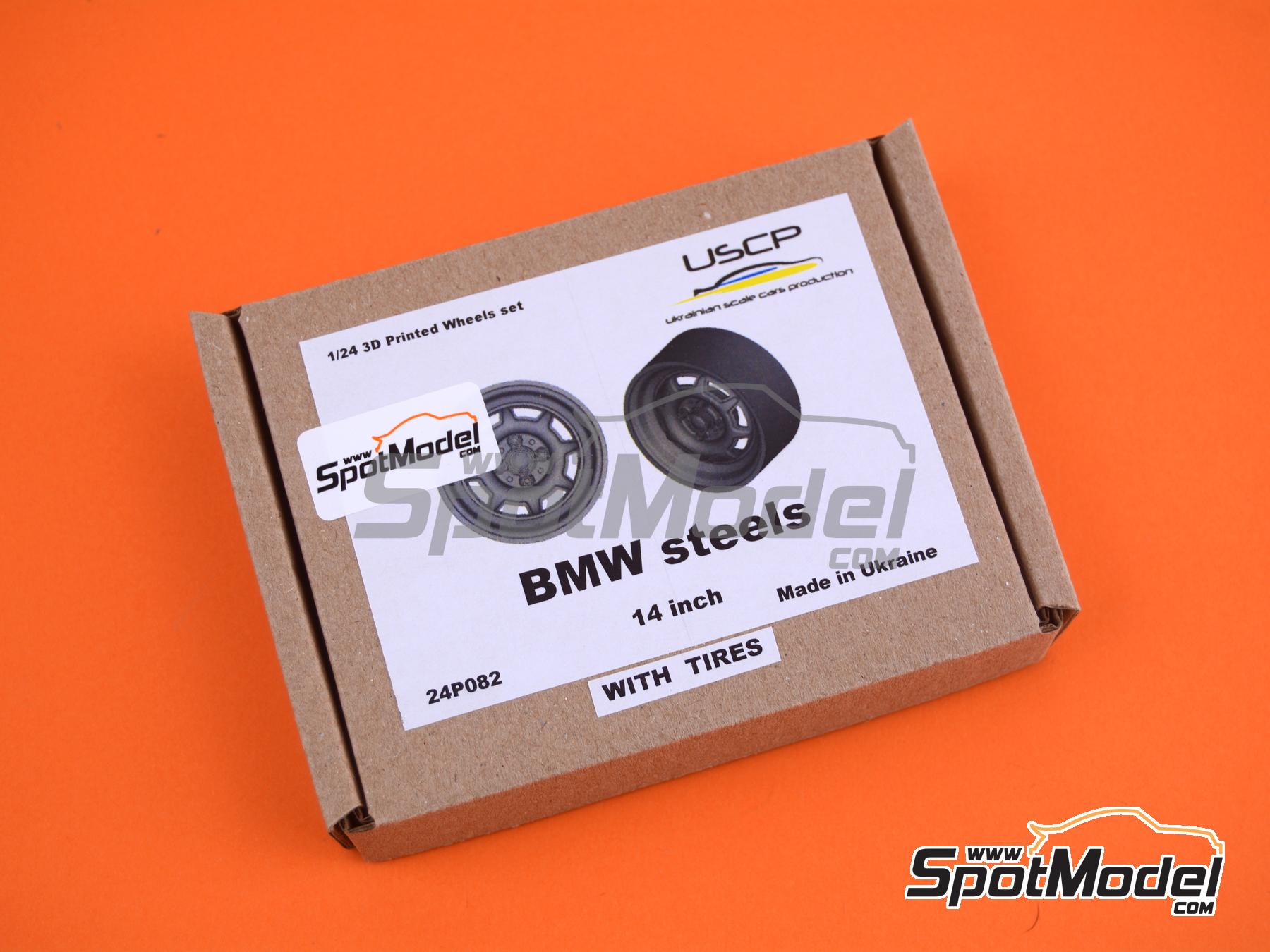 USCP 24P082: Rims and tyres set 1/24 scale - BMW steel 14 inches - 4 ...