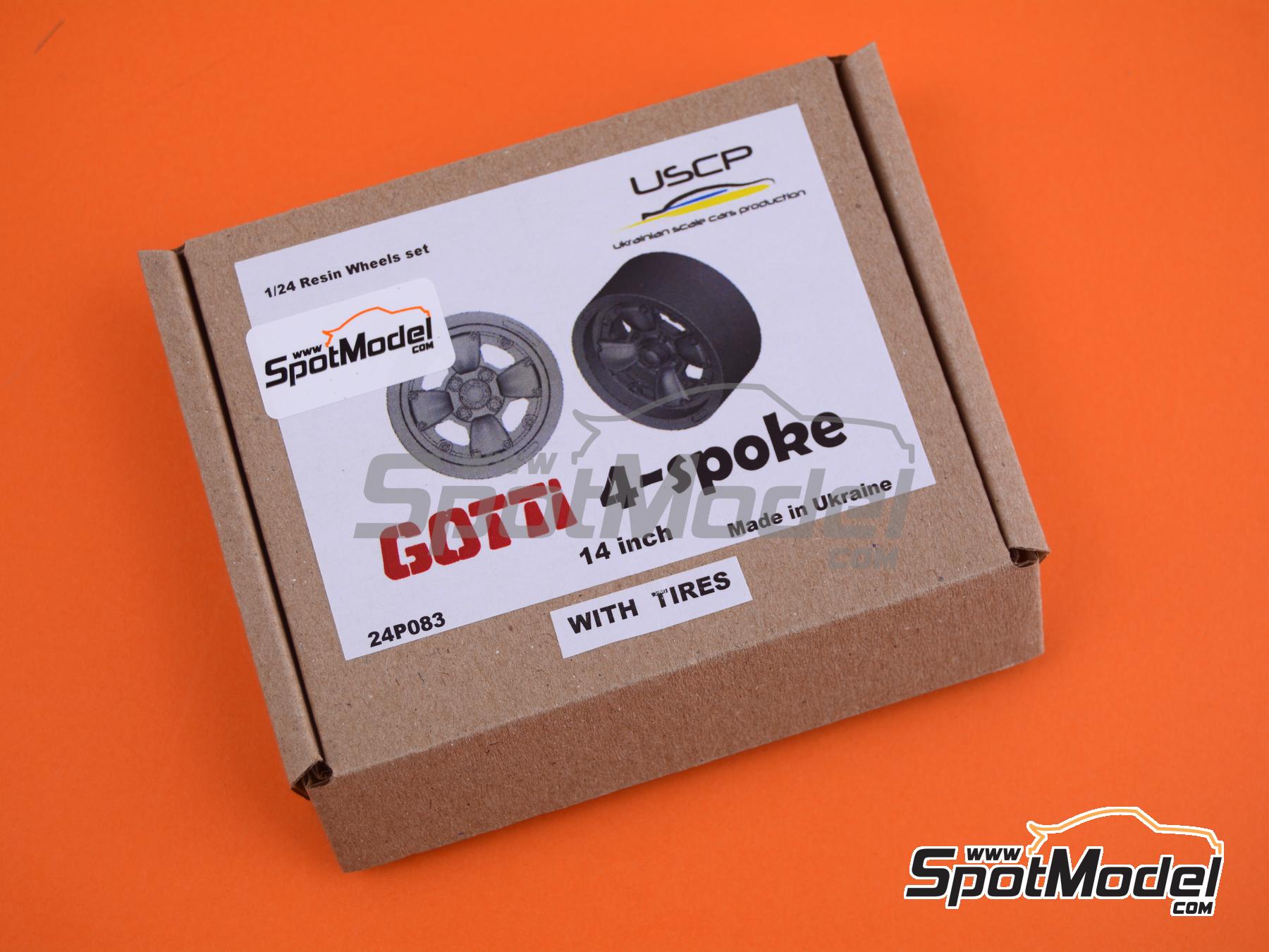 USCP 24P083: Rims and tyres set 1/24 scale - Gotti 4 spokes 14 inches ...
