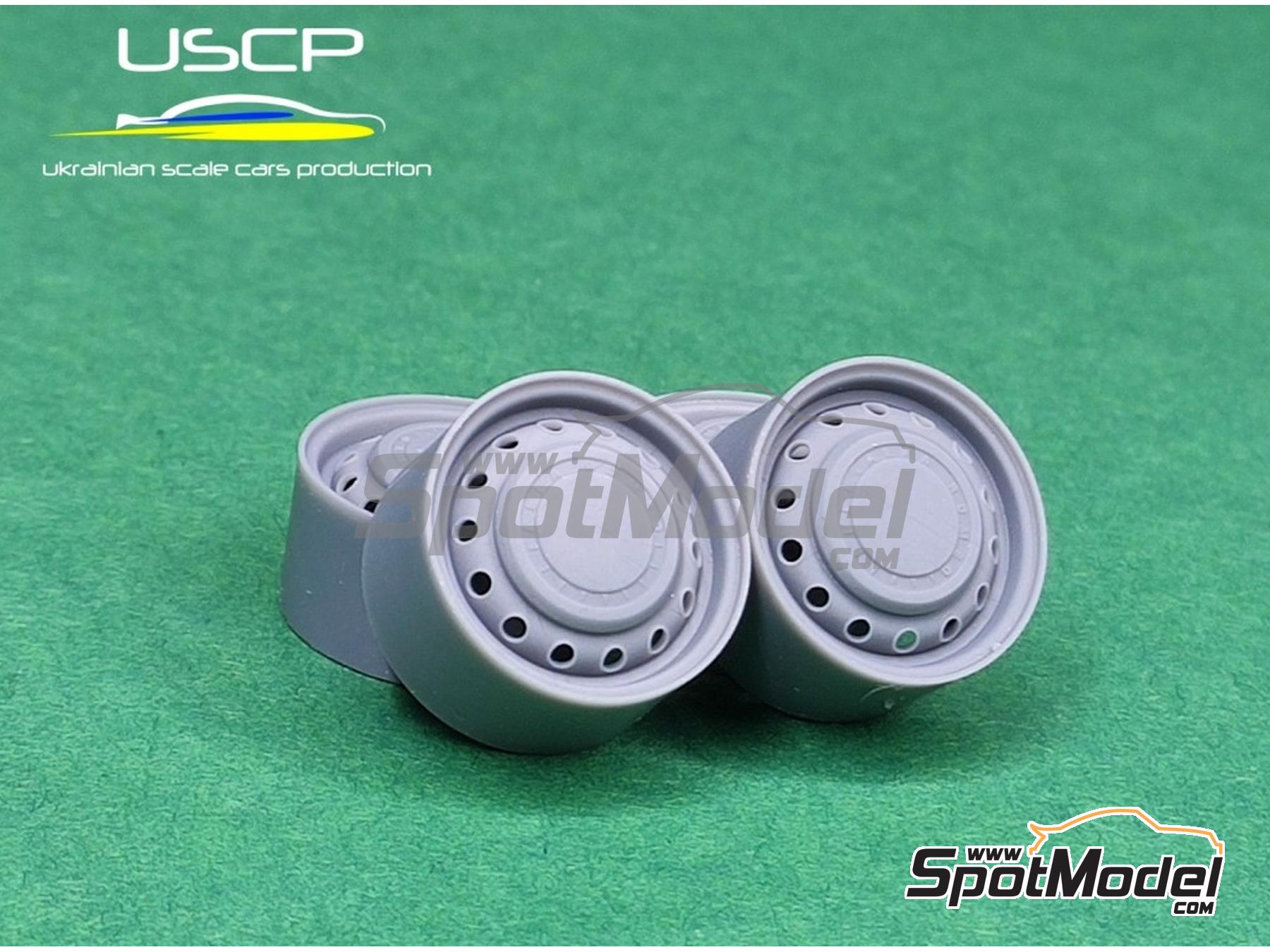 USCP 24P167: Rims and tyres set 1/24 scale - Alfa Romeo steel rims with ...
