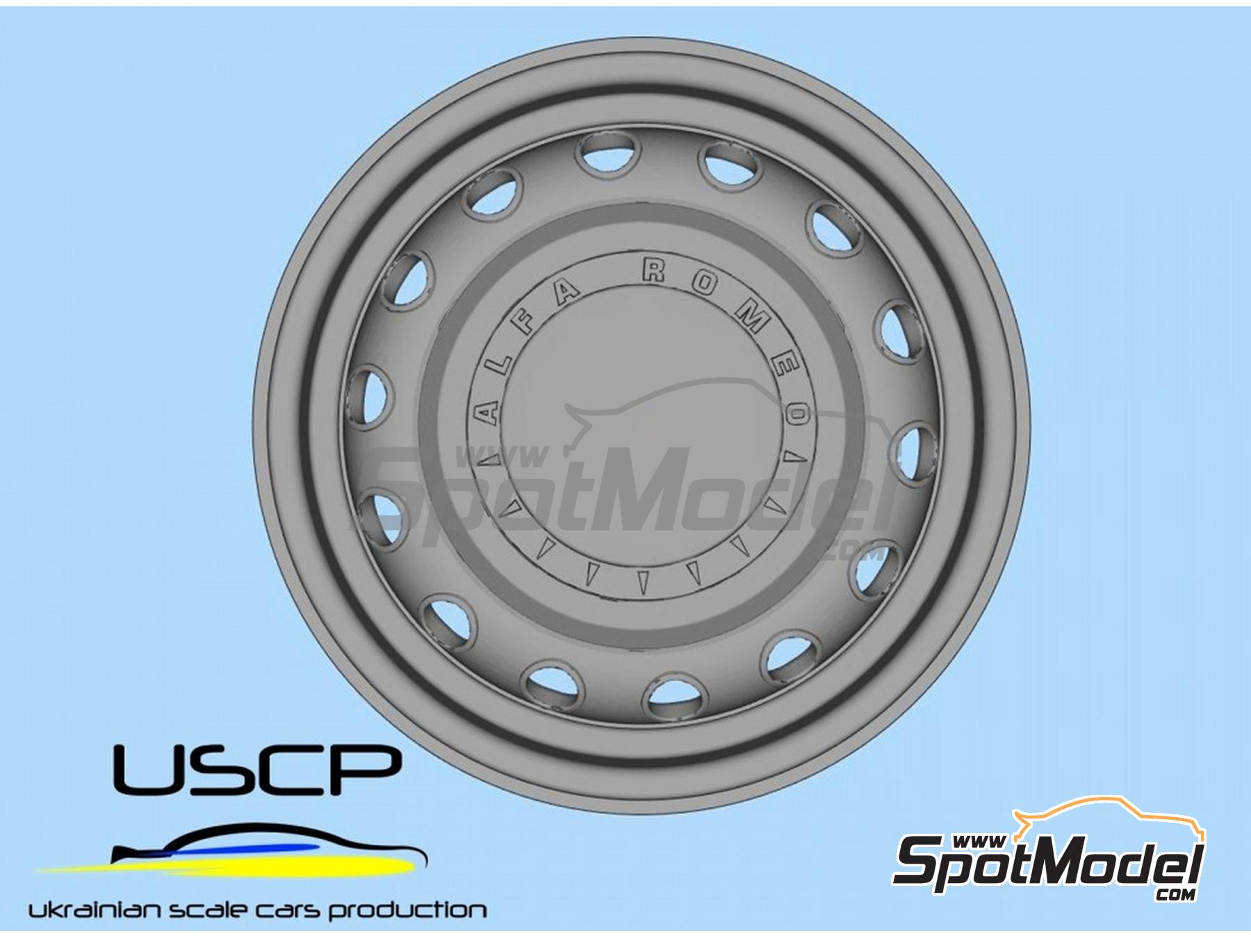 USCP 24P167: Rims and tyres set 1/24 scale - Alfa Romeo steel rims with ...