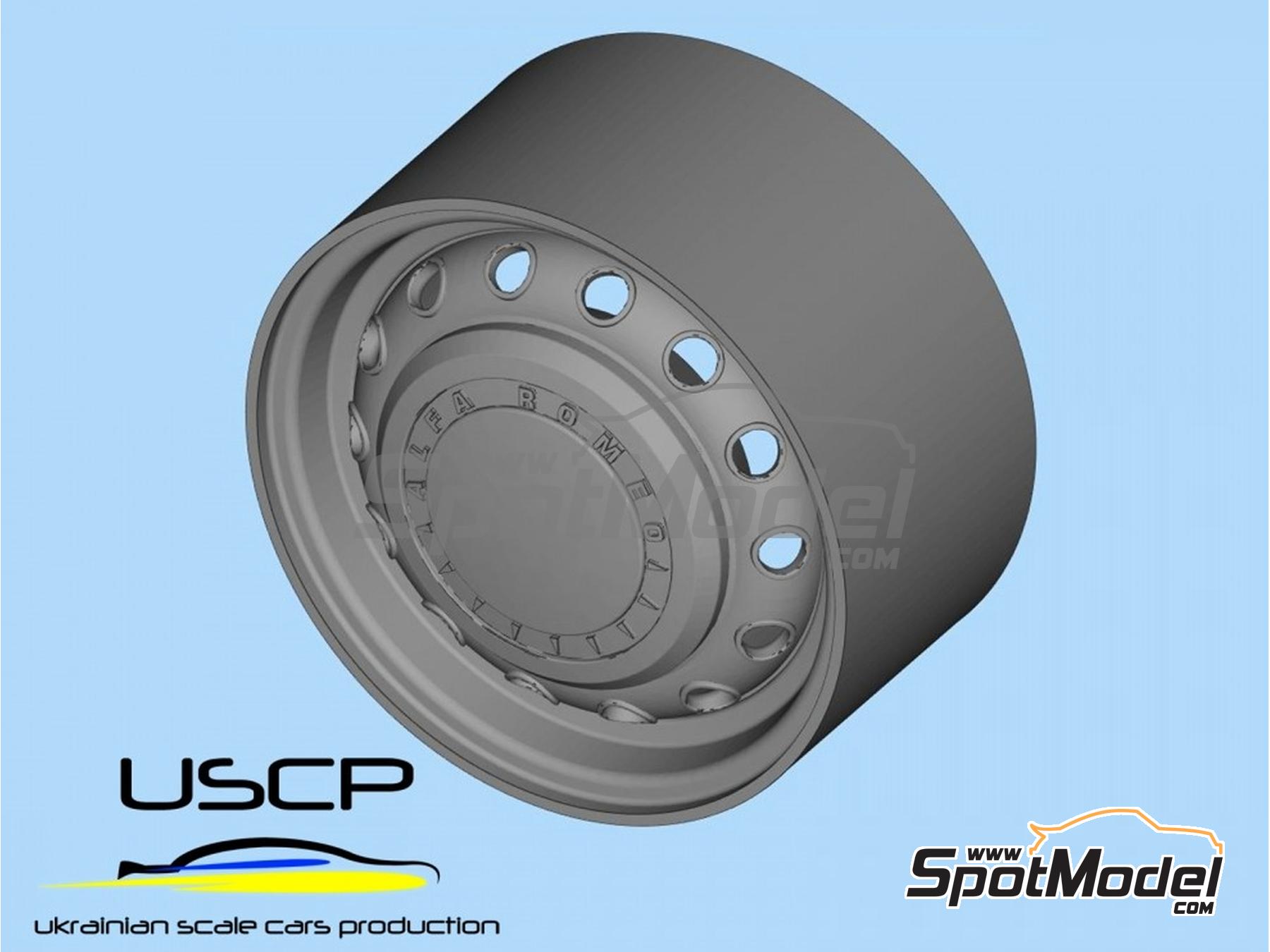 USCP 24P167: Rims and tyres set 1/24 scale - Alfa Romeo steel rims with ...