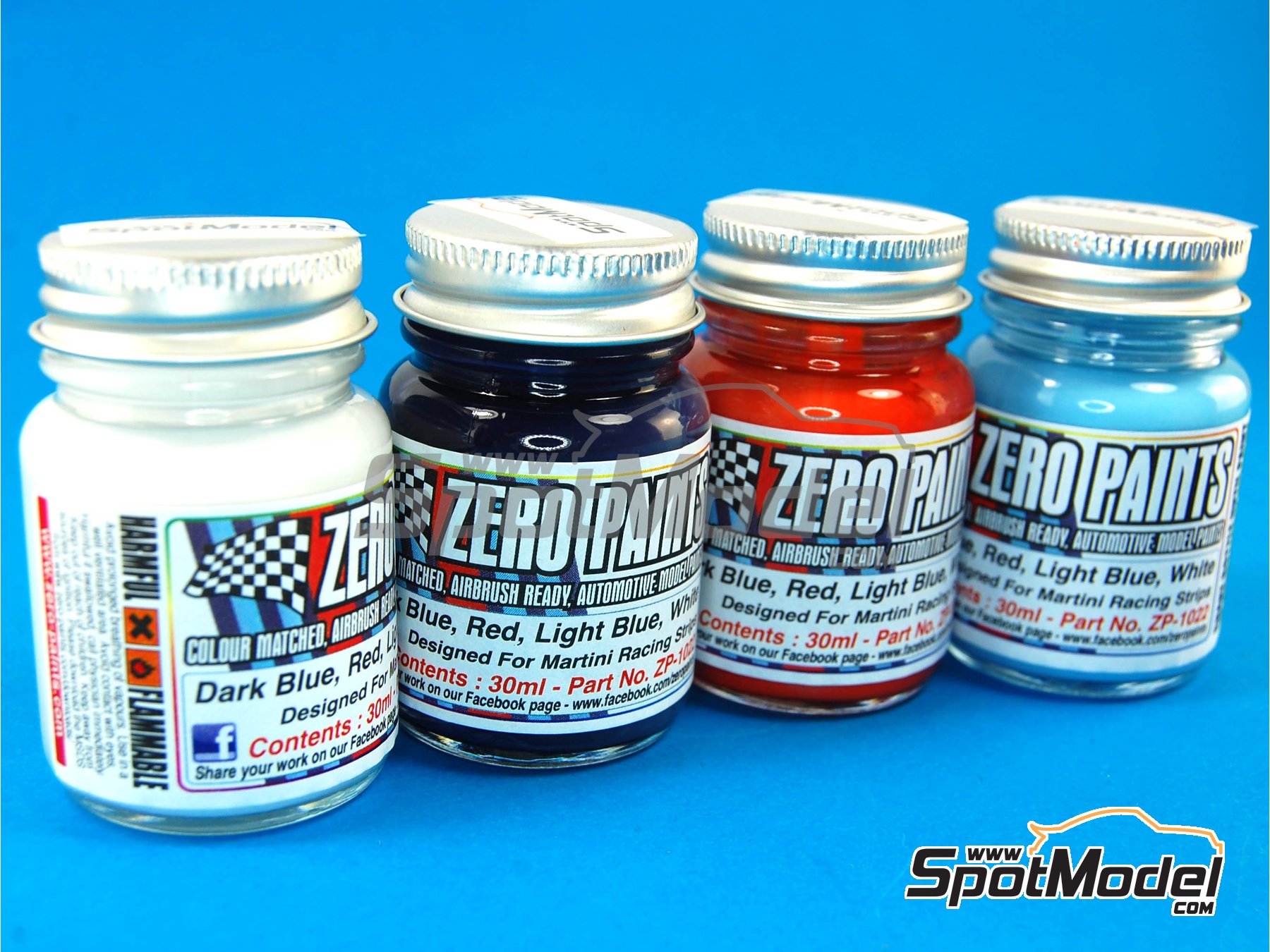 Zero Paints ZP-1022: Paints set for airbrush Martini Racing Colours ...