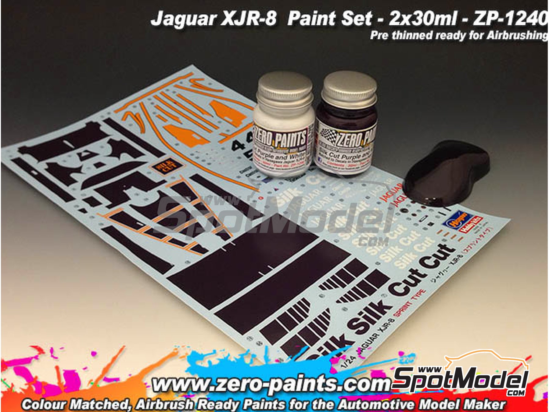 Zero Paints ZP-1240: Paints set for airbrush Jaguar XJR-8 Silk Cut ...