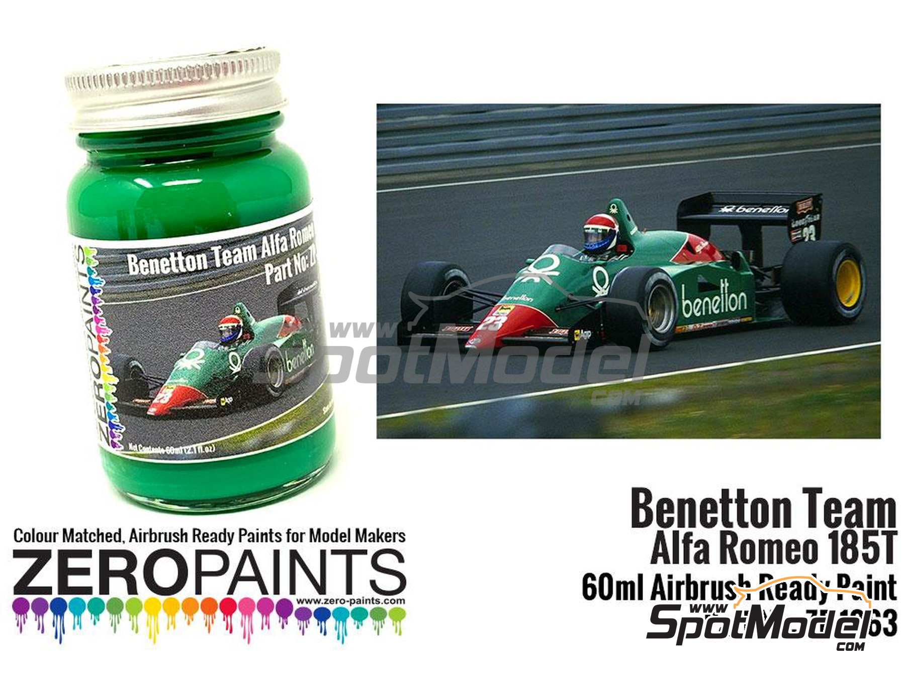 Zero Paints ZP-1263: Paint for airbrush Benetton Team Alfa Romeo 185T ...