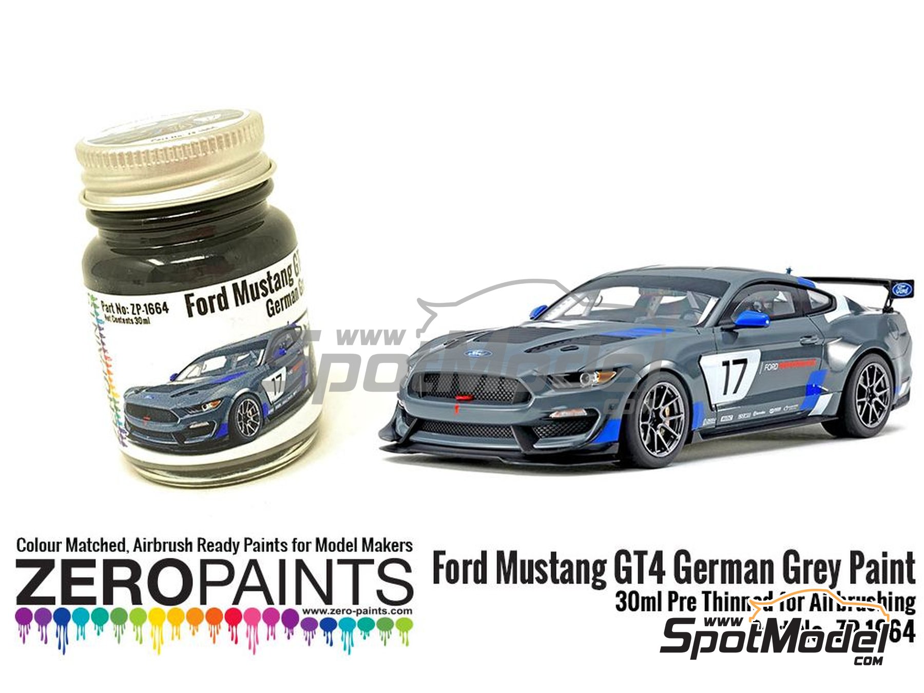Zero Paints ZP-1664: Paint for airbrush Ford Mustang GT4 German Grey 1 ...