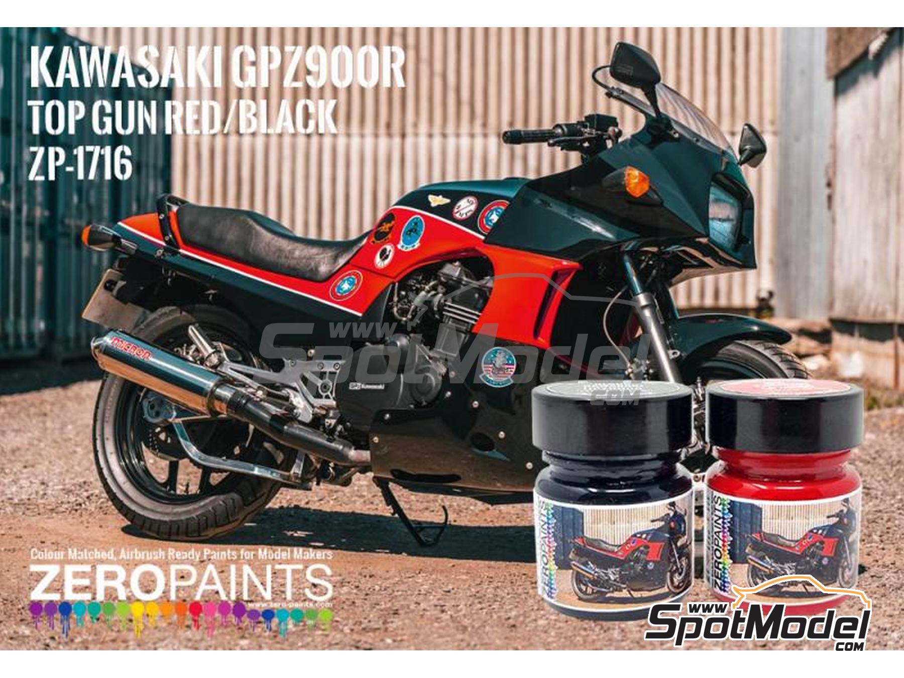 Zero Paints ZP-1716: Paints set for airbrush Black Red Kawasaki GPZ900R ...