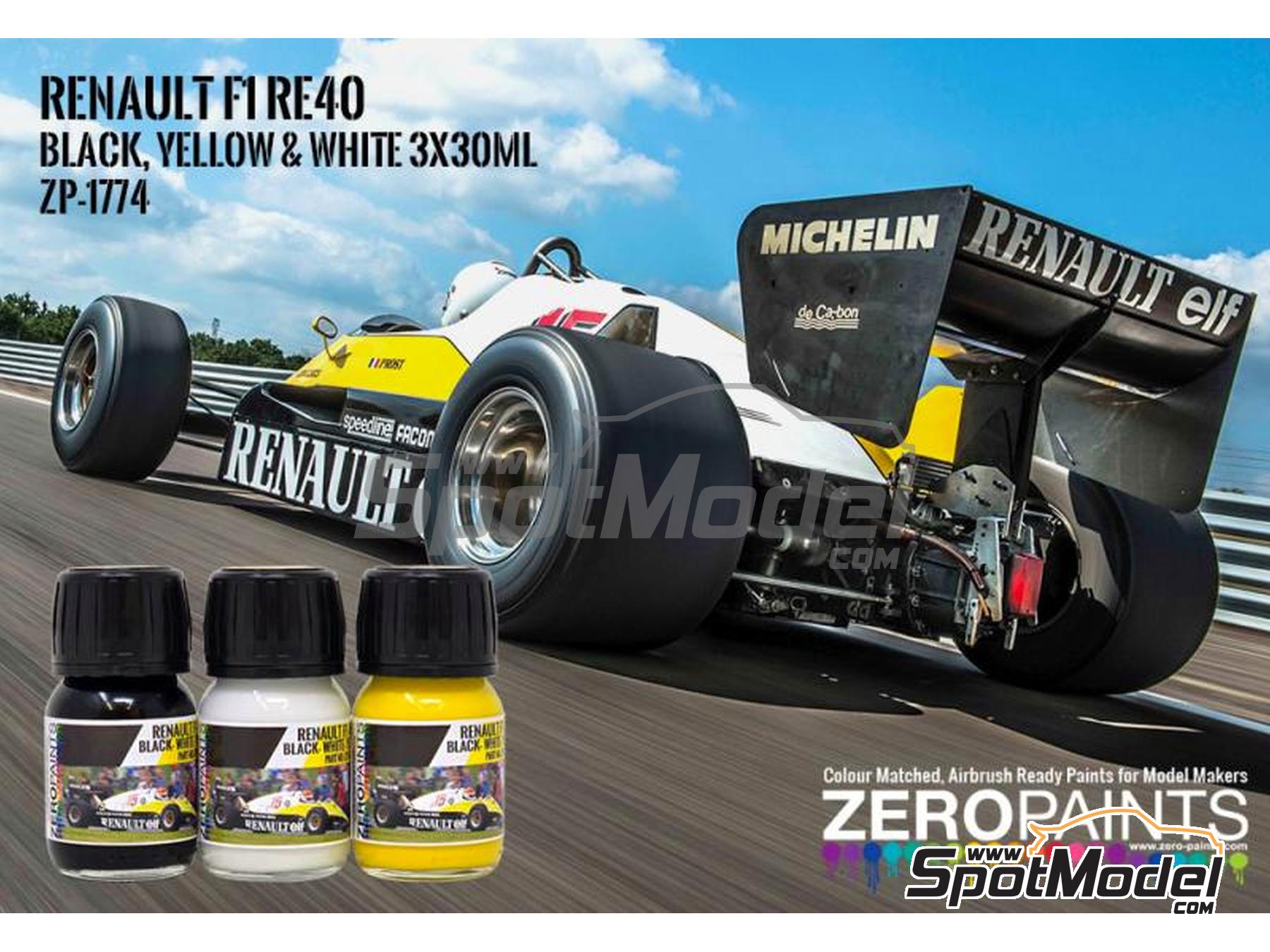 Zero Paints ZP-1774: Paints set for airbrush Renault F1 RE40 Black ...